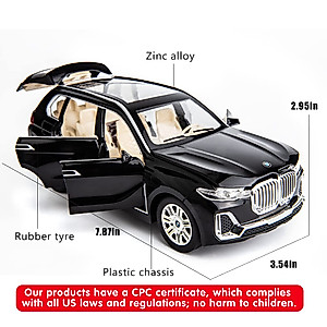 BDTCTK 1/24 Compatible for X7 SUV Model Car Toy Diecast Toy Cars, Zinc Alloy Pull Back Toy car with Sound and Light for Kids Boy Girl Gift(Black)