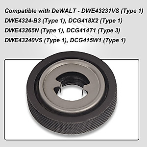 N484249 Angle Grinder Flanged Hex Nut Compatible with De-Walt Grinder DCG413B DCG413B-B3 DCG413P2-B3 DCG413R2 DCG414B DCG414T1 DCG414T2 DCG414T2-B3 DWE43214N DWE43231VS DWE4324-B3