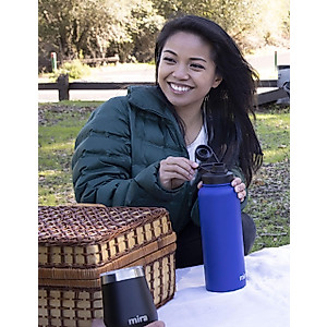 MIRA Spout Lid Wide Mouth Water Bottles | Compatible with Multiple Sierra Bottle Sizes: 12 oz, 24 oz, 32 oz & 40 oz - Black