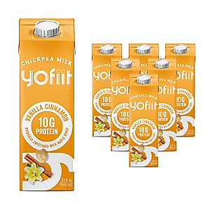 Yofiit Vanilla Cinnamon Plant Based Milk with Pea Protein and Flax - More Protein than Almond Milk - Non Dairy Coffee Creamer, Vegan & Shelf Stable | 10g Protein - 6 Pack