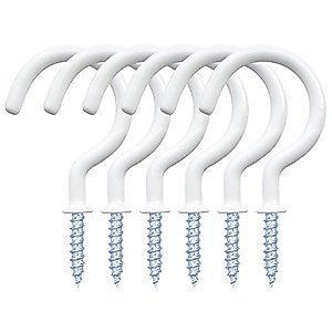 yuntop 12 Pack Vinyl Coated Ceiling Hooks,Screw-in Mug Hooks,Multi-Function Wall Hooks Kitchen Hooks Cup Hooks for Indoors Outdoors (White, 1-1/4 Inch)