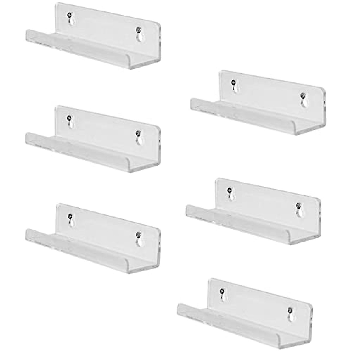 Sooyee 6 Pack 7 Inch Acrylic Invisible Kids Floating Bookshelf for Kids Room,Modern Picture Ledge Display Toy Storage Wall Shelf,Clear