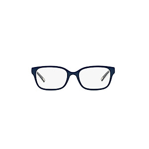 Polo Ralph Lauren Kids' PP8520 Rectangular Prescription Eyewear Frames, Navy Blue On White/Crystal/Demo Lens, 46 mm