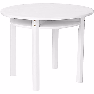 Lipper International Child's Round Table with Shelf and 2 Chairs, White