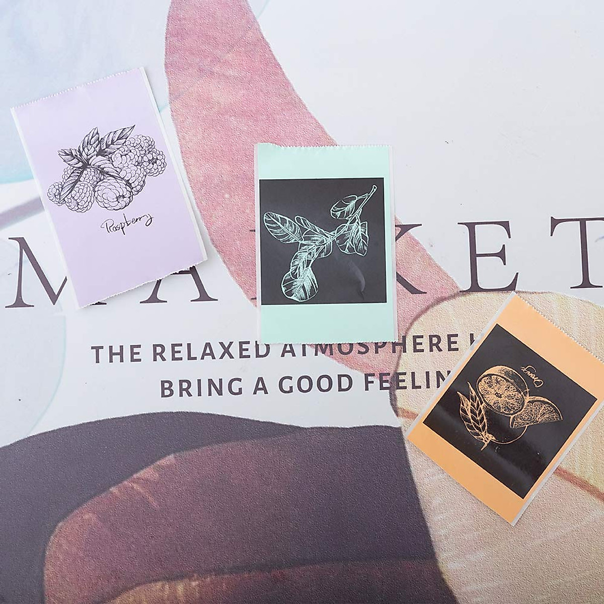 Phomemo Colorful Thermal Sticker Paper M02/M02 Pro/M02S/M03 Mini Printer, Black Character on Mint Green/Purple/Orange, 50mm x 3.5m, Diameter 30mm, 3 Rolls