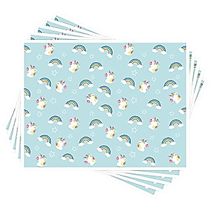 Sawysine Disposable Stick on Placemats for Baby and Kids, Restaurant Table Mats Sticky Waterproof Unicorn Place Mats for Toddler Travel Schools Family (50 Pcs)