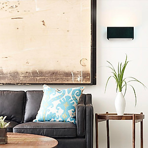 HEQIQEH Set of 2 Modern Style Battery Operated RGB Sconces, Indoor Up and Down LED Wall Lamp with Remote Control, Black Metal Dimmable Cordless Wall Lighting Fixtures for Corridor, Hallway, Galleries