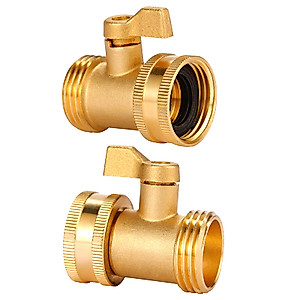 Sanpaint Water Hose Shut Off Valve, 2 Pack Heavy Duty 3/4 Inch Solid Brass Garden Hose Connector