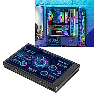 Computer Temp Monitor, Mini Screen IPS Full View Display USB Type C Interface PC Temperature Display 3.5in for Home(Black)