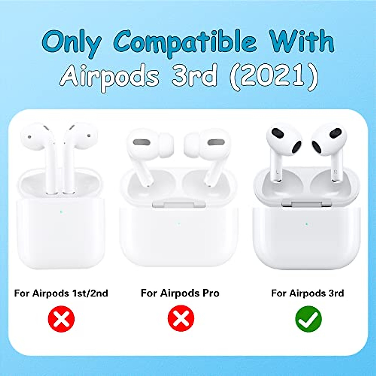 Besoar for Airpods 3rd Generation Case Cute for Women Girls Girly Aesthetic Black Heart Cases with Keychain Buckle for Airpod 3 Pretty Lovely Soft Silicone Cover Unique Design for Air Pods 3 (2021)