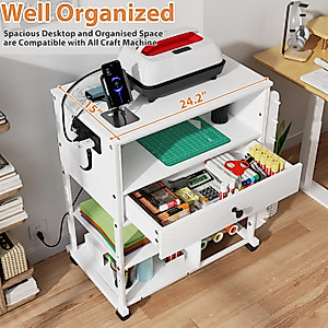 SEPTBOT Rolling Craft Storage Cart with Power Outlet and 23 Vinyl Roll Holders, Craft Rolling Storage Organizer Compatible with Cart Machines, Craft Organization and Storage Cart for Home Office
