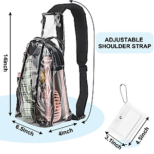 JULMELON Clear Sling Bag, Clear PVC Crossbody Chest Bag Stadium Approved, Backpack with Adjustable Strap for Men Women Hiking, Stadium or Concerts