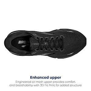 Brooks Women's Ghost 15 Neutral Running Shoe - Black/Black/Ebony - 9.5 Medium