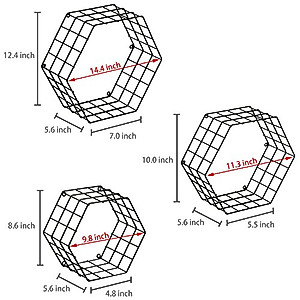 MyGift Black Metal Wall Mounted Crystal Display Shelf, Modern Wire Decorative Floating Shelves for Bedroom Living Room Office, Set of 3