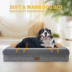 Hygge Hush Dog Beds for Large Dogs, Orthopedic Large Dog Bed Memory Foam Soft Portable Pet Sofa Waterproof Dog Bed Durable Pet Bed with Non-Skid Bottom and Washable Removable Cover