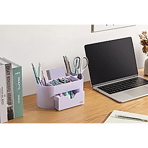 Acrylic Desk Organizer for Office Supplies and Accessories Pen Holder Office Organization Desktop Organizer for Room College Dorm Home School, Light Purple (White Lavender)