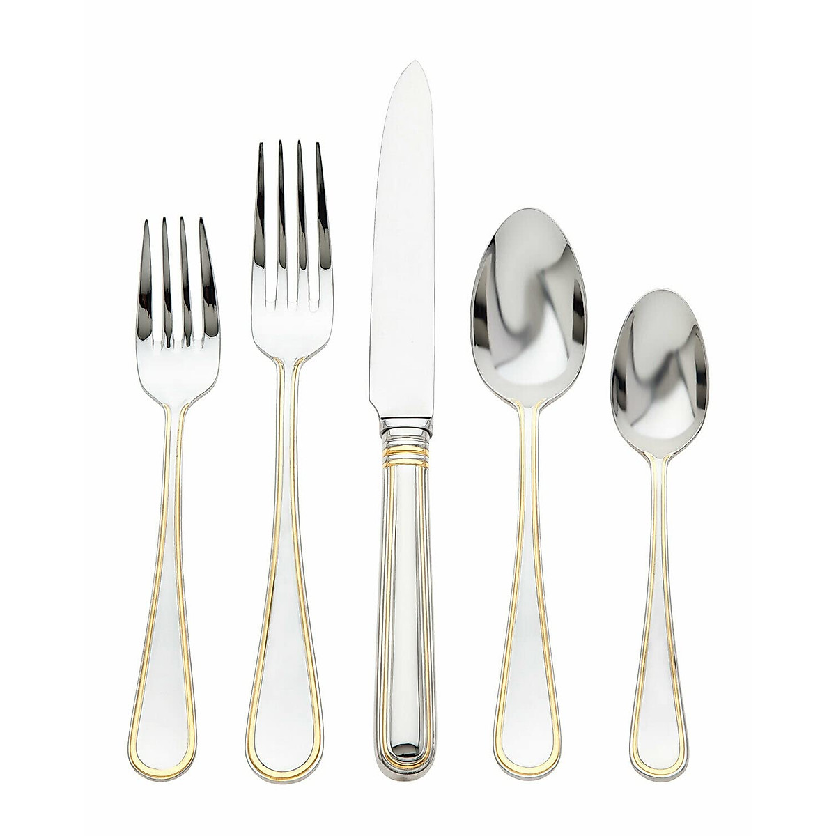 Ascot Gold by Ricci Stainless Steel Flatware Set for 4 Service 20 Pieces - New