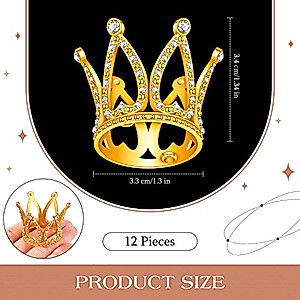 12 Pieces Crown Cake Topper Mini Baby Crown Tiny Queen Crown Small Princess Headpiece Cake Decoration for Women Lady Girl Bridal Wedding Royal Themed Baby Shower Decor Birthday Party(Gold,12 Pieces)