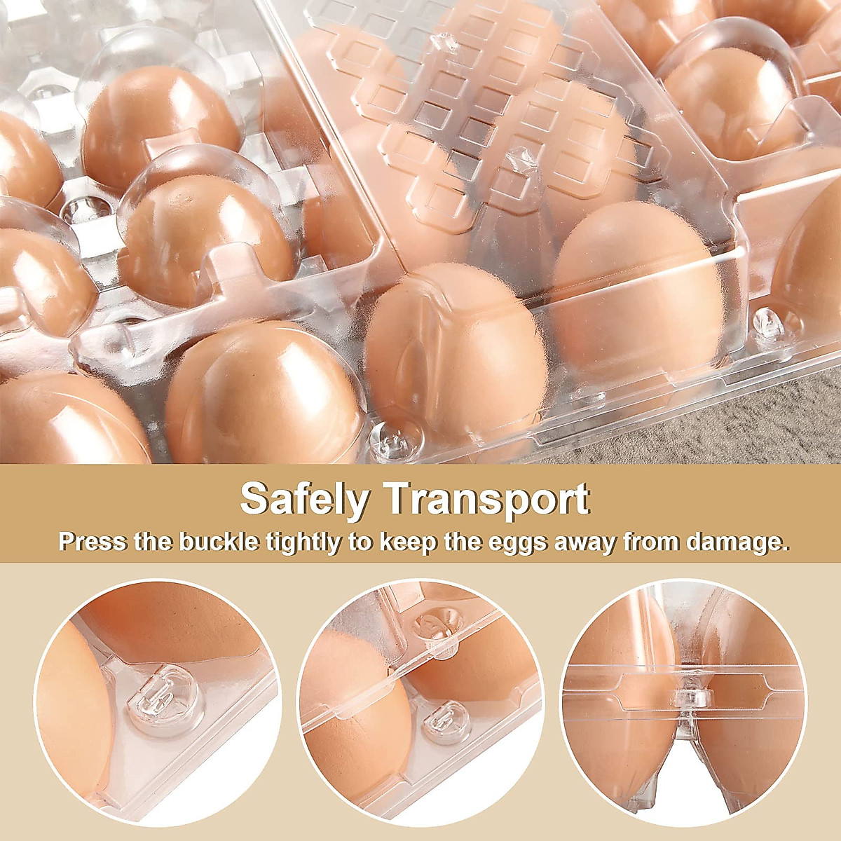 YAYODS 20 Pack Egg Cartons Cheap Bulk, Reusable Plastic Egg Cartons for Chicken Eggs, Holds up to 30 Eggs, Clear Empty Reusable Egg Carton for Home Ranch Chicken Farm, Business Market Display