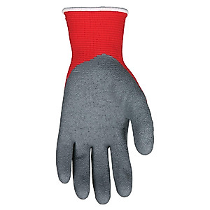 Memphis Gloves MCR Safety Large Ninja Flex 15 Gauge Gray Latex Palm And Fingertips Coated Work Gloves With Red Nylon Liner And Knit Wrist, Gray/Red (N9680L)