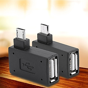 Liukouu 2Pcs USB 2.0 Female to Male Micro OTG Adapter Power Supply Port 90 Degree Left 90 Right Angled