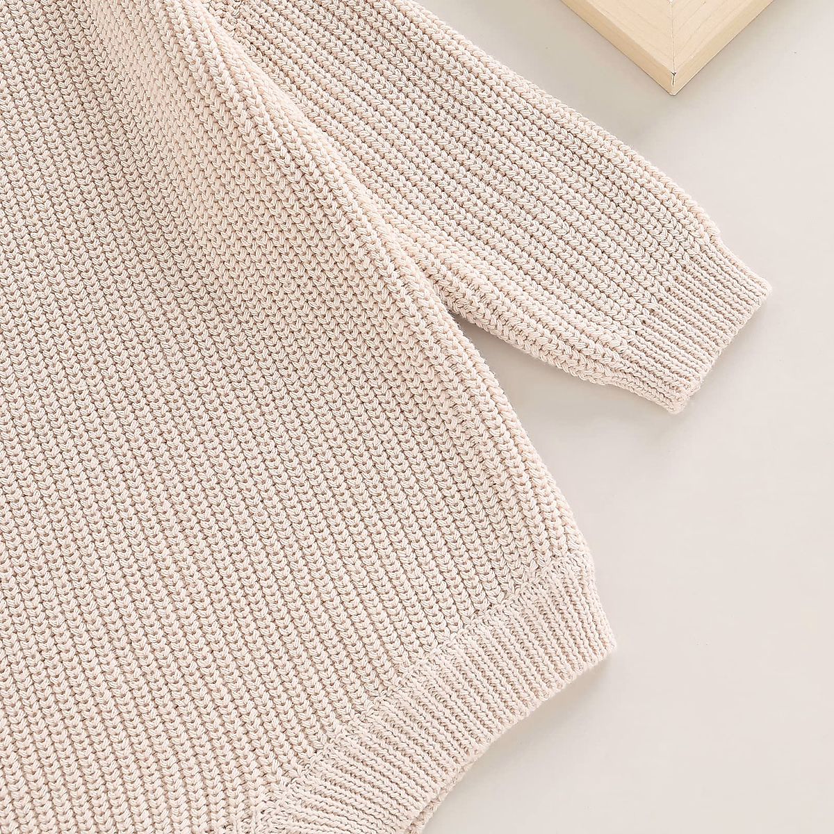 woshilaocai Baby Boy Girl Sweater Oversized Long Sleeve Romper Warm Crewneck Onesie CuteToddler Knitted Winter Clothes (12-24 Months,Cream)