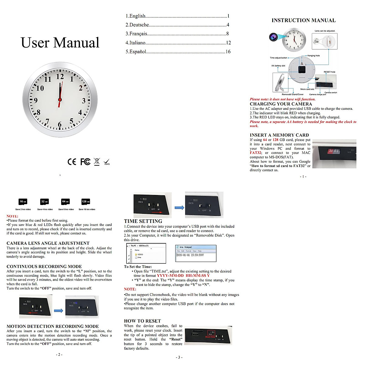 Hidden Camera Wall Clock, HD 1080P Security Spy Camera Clock with Motion Detection, Indoor Security Nanny Cam for Home Office, No Wi-Fi No Audio