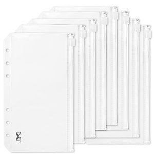 Mr. Pen- A6 Binder Pockets, 8 Pack, 6 Holes, A6 Binder Inserts, A6 Binder Cash Envelopes, Clear Cash Envelopes, Zipper Envelopes, A6 Binder Envelopes, Clear Zipper Pouches for Binders, A6 Zipper Pouch