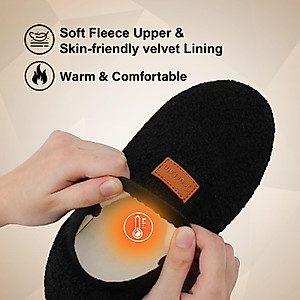 Scurtain Unisex Mens Womens Slippers Socks Artificial Woolen Slippers for Men Women with Non-Slip Rubber Sole Women House Slipper Women Travel Slippers Indoor Shoes Black 8.5-9.5 W
