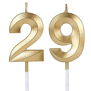 Gold 29th & 92nd Birthday Candles for Cakes, Number 29 92 Candle Cake Topper for Party Anniversary Wedding Celebration Decoration