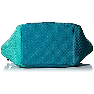 Vera Bradley Women's Microfiber Hadley on the Go Satchel Purse, Bahama Bay and Turquoise Sea, One Size