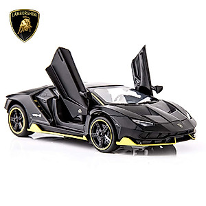 BDTCTK 1/24 Centenario LP770-4 Casting Model Car, Zinc Alloy Pull Back Toy car with Sound and Light for Kids Boy Girl Gift(Black)
