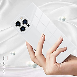 LSL for iPhone 14 Pro Case Square White Soft TPU Bumper Anti-Drop Anti-Scratch Shock Absorption Protective Wireless Slim Cover Compatible with iPhone 14 Pro 6.1 Inch for Women Girls Men