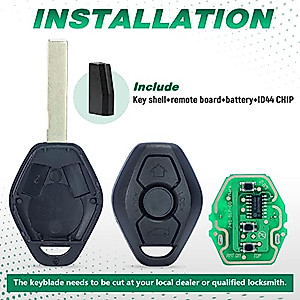 Beefunny 315/433MHz Adjustable ID44 Chip EWS System Remote Car Key Fob 3 Button for BMW 325 330 318 525 530 540 E38 E39 E46 M5 X3 X5 (1)