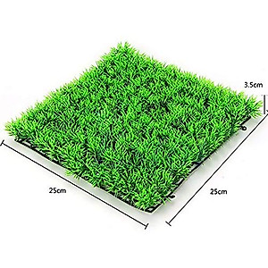 Saycker Aquarium Grass Mat,Fake Artificial Aquarium Grass Ornament Turf Aquatic Grass Lawn,Fish Tank Grass Landscape Decoration,25cm x 25cm