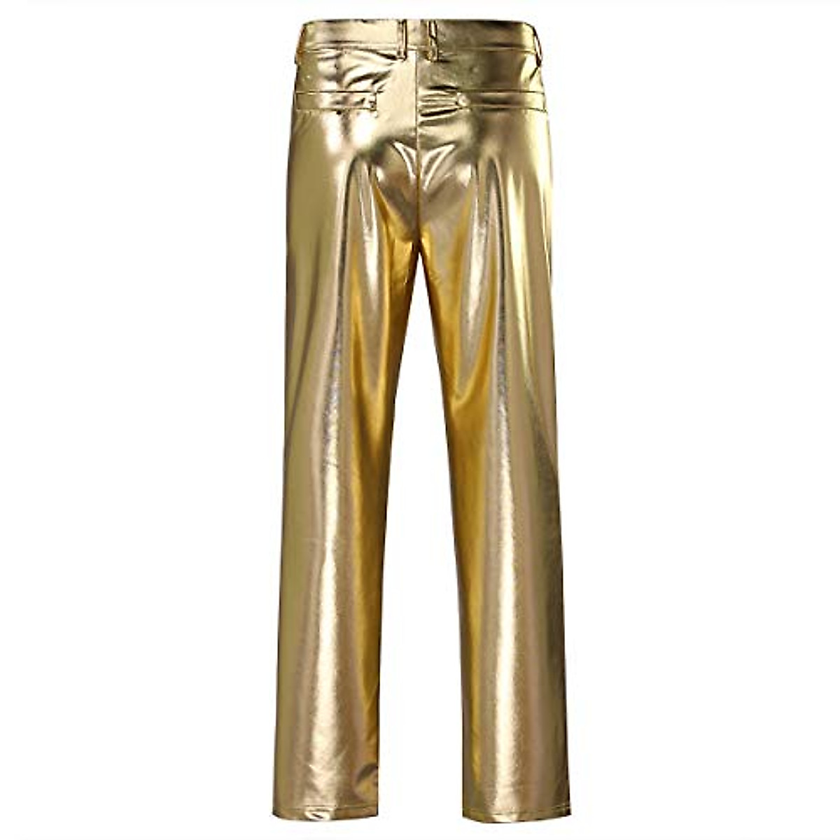 Boyland Mens Casual Night Club Metallic Moto Style Flat Front Faux Leather Pants Novelty Straight Leg Trousers Disco