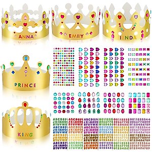 Paper Princess Prince Crowns for Kids Birthday Party Hats Gold for Boys Girls DIY Crown Supplies (Classic Style,34 Pieces)
