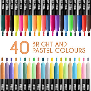Zenacolor 40 Fabric Markers Pens Set - Non Toxic, Indelible and Permanent Fabric Paint - Fine Point Tip Textile Marker Pen
