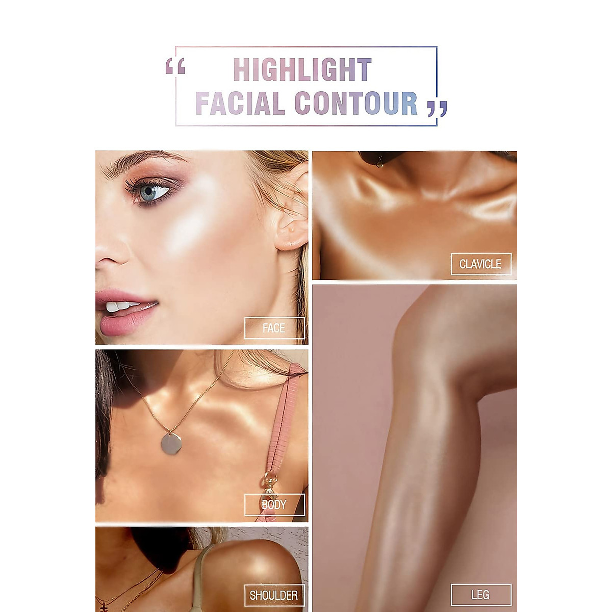 SUMEITANG 8 Colors Face Highlighter Makeup Palette，Shimmer Glitter Multichrome Highlight Powder，All Sparkling Shades Can Be layered or Worn Individually to Enhance and Brighten Your Face Features