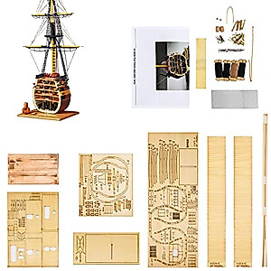 GAWEGM Wooden Ship Model - Scale 1/200 HMS Victory Boat Model Section Kits with Brass Upgrade Accessories