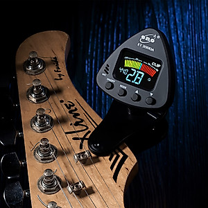ENO MUSIC Stable Quality Big LCD Display Easy to Read Auto Clip-on Acoustic Electric Guitar Tuner Bass Tuner with Ukulele Violin Chromatice Tunning Mode