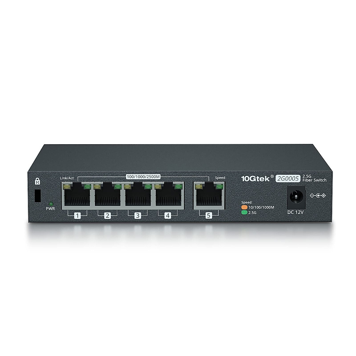 10Gtek 5-Port 2.5G Multi-Gigabit Ethernet Network Switch, 5 x 2.5GBASE-T Compatible with 10/100/1000/2500Mbps, Plug & Play | Ethernet Splitter | Lifetime Warranty