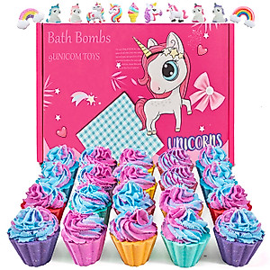 Bath Bombs for Kids with Surprise Unicorn Inside, 20 Kids Bath Bombs Gift Set, Handmade Bubble Bath Fizzes Bomb for Chrildren Birthday Christmas and Party Favor Christmas Gifts Set for Girls