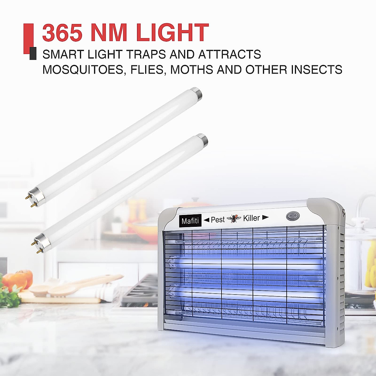 mafiti Bug Zapper Fly Traps Indoor Electric Mosquito Zapper Fly Killer Gnats Fruit Trap for Home Restaurants Kitchen Garden with 2 Replacement Bulbs Black