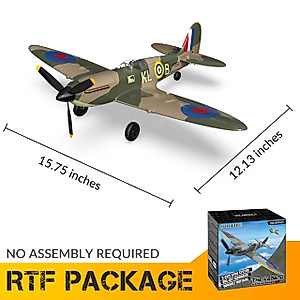 VOLANTEXRC 4-CH Spitfire One Key Remote Control Airplane with Xpilot Stabilization, Gyroscope, 3 Level Control, and Lightweight Design, Camouflage
