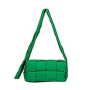 JBB Womens Puffer Bag Cotton Padded Woven Shoulder Bag Puffy Down Adjustable Strap Crossbody Bags with Purse