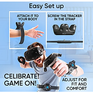 Skywin VR Tracker Belt and Tracker Strap (1 Belt and 4 Hand/Foot Straps) for HTC Vive System Tracker Pucks - Adjustable Straps for Hand and Foot for Full-Body Tracking in Virtual Reality