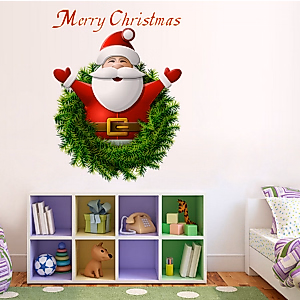 2 Pcs Christmas Windows Stickers Wall Stickers, 3D Santa Claus Merry Christmas Decoration Removable Wall Sticker Festive Children Decor Holiday Door Window Decoration