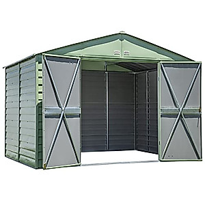 Arrow Select 10' x 8' Outdoor Lockable Steel Storage Shed Building, Sage Green