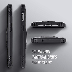 Shields Up OnePlus 7/6T Carbon Case | 10ft Drop Tested | Ultra Slim, Lightweight, Scratch Resistant, Shockproof | Kickstand - Black